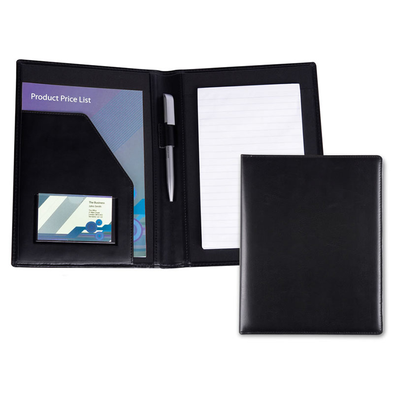 A5 Conference Folder in Black Belluno Leather - Business Gifts Supplier