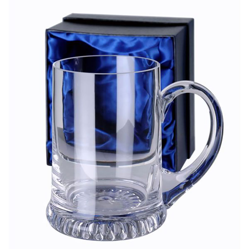 Boxed Clear Crystal Tankard with Curved Handle - Business Gifts Supplier