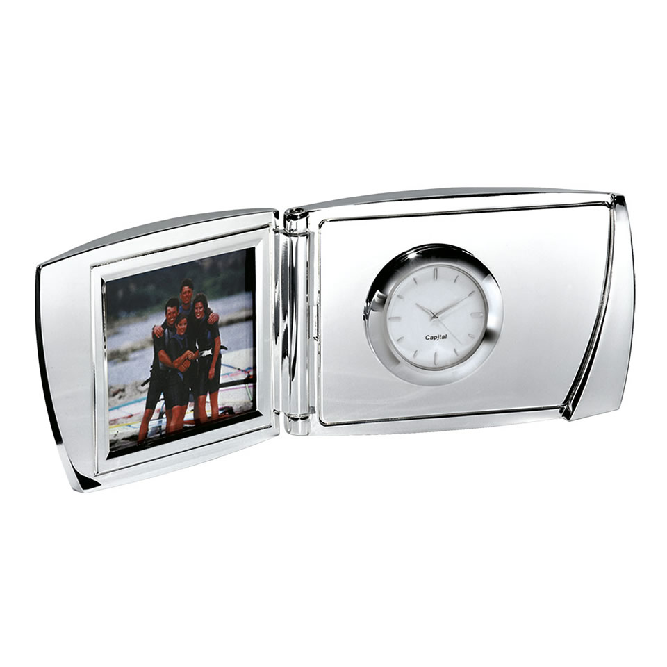 Folding Desk Clock Photo Frame with Shell Case - Business Gifts Supplier